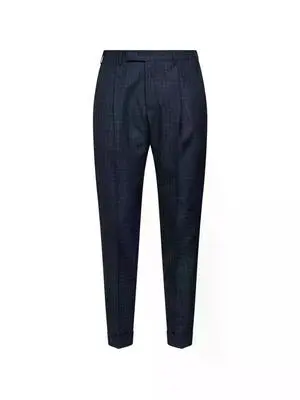 PT TORINO Check-pattern Wool Trousers - Blue