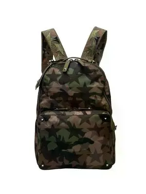 Valentino Garavani 2018-2026 Nylon Rockstud Camouflage Stars Backpack