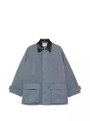 LC23 Contrasting-collar Flap-pocket Coat