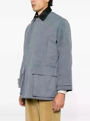 LC23 Contrasting-collar Flap-pocket Coat