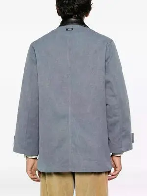 LC23 Contrasting-collar Flap-pocket Coat