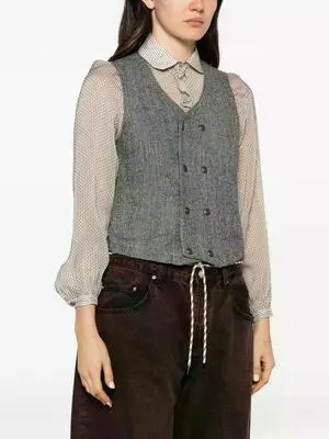 R13 Check Double-breasted Waistcoat