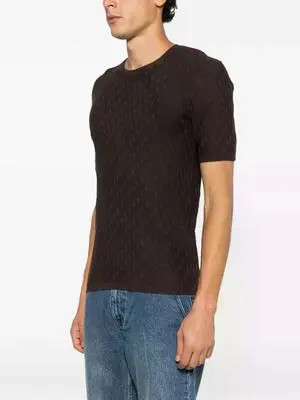 Emporio Armani Textured-knit Short-sleeve Top