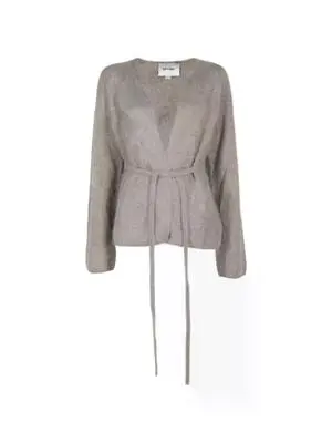 Soft Goat Belted Brushed-finish Cardigan - Neutrals