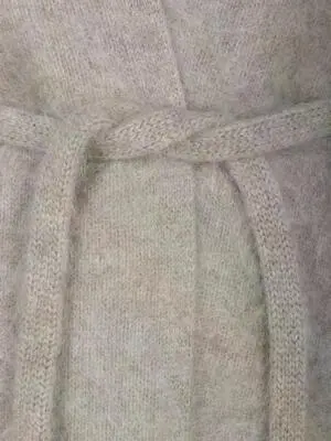 Soft Goat Belted Brushed-finish Cardigan - Neutrals