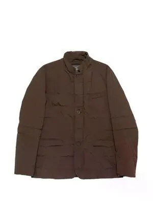 Herno Quilted Button-fastening Coat - Brown