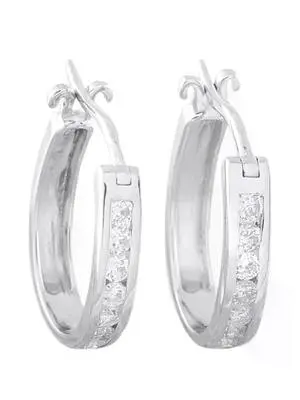LB EXCLUSIVE Diamond Hoop Earrings - Silver