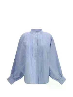 SOSUE Antonia Stripe-print Pleated Shirt - Blue