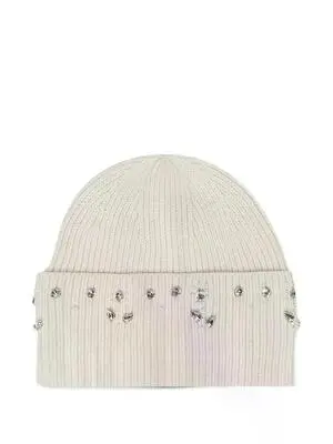 EMME Crystal-embellished Ribbed Beanie Hat - Neutrals