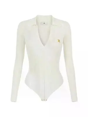 Elisabetta Franchi Ribbed-knit V-neck Bodysuit