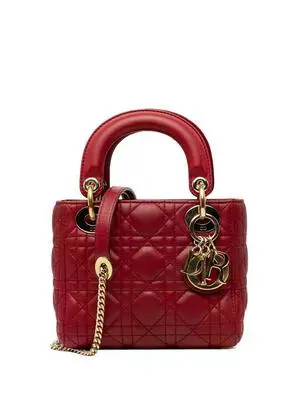 Dior 2017 Mini Lambskin Cannage Lady Satchel - Red
