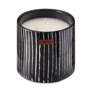 COTE BOUGIE MARRAKECH Medium Zebra Mandarin & Orange Blossom Ceramic Candle - Black