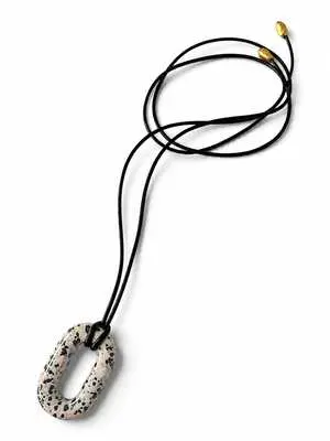 EVA REMENYI Stone Loop Necklace Dalmatian Jasper - Orange