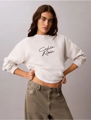Calvin Klein Sequin Script Logo Sweatshirt - Light Grey Heather