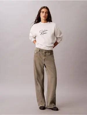 Calvin Klein Sequin Script Logo Sweatshirt - Light Grey Heather
