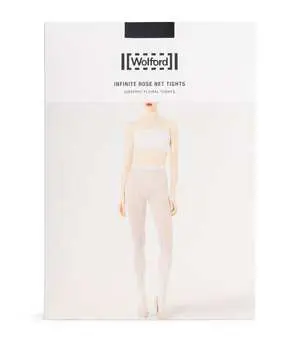 Wolford Infinite Rose Net Tights - Black