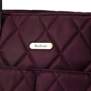 Barbour Diamond Lattice Pattern Stitched Tote Bag