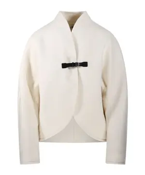 FORTE_FORTE Velour Cloth Cropped Coat With Buckle Jacket - Diamond
