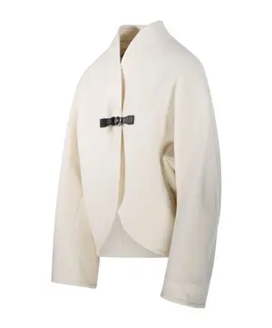 FORTE_FORTE Velour Cloth Cropped Coat With Buckle Jacket - Diamond