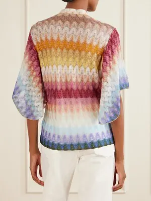 Missoni Tie-detailed Striped Crochet-knit Blouse - Multicolor