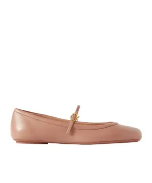 GIANVITO ROSSI Leather Mary Jane Ballet Flats