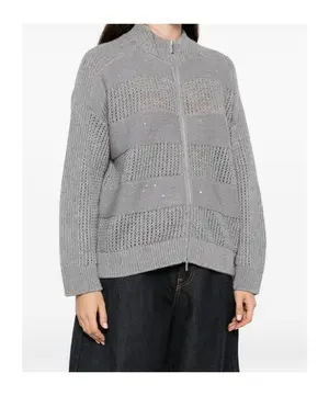 Peserico Sequin-embellished Open-knit Cardigan