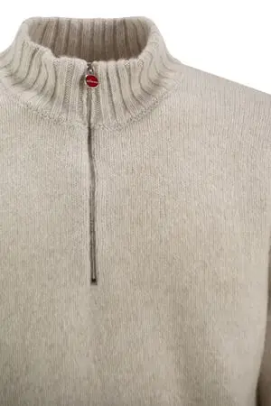 Kiton Half-zip High-neck Pullover - Light Beige