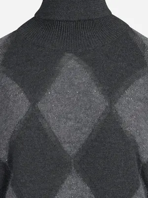 Peserico Argyle-knit Sequin-embellished Sweater - Anthracite