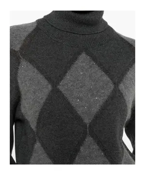 Peserico Argyle-knit Sequin-embellished Sweater - Anthracite