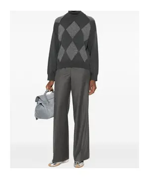 Peserico Argyle-knit Sequin-embellished Sweater - Anthracite