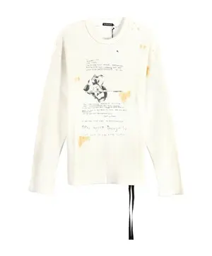 ANN DEMEULEMEESTER Emil Dear Diary Long Sleeve T-shirt - Chalk
