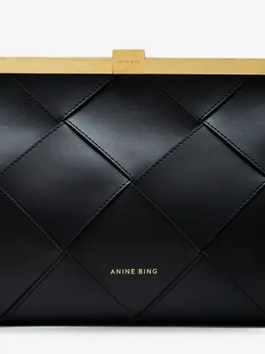 ANINE BING Braided Leather Clutch Bag