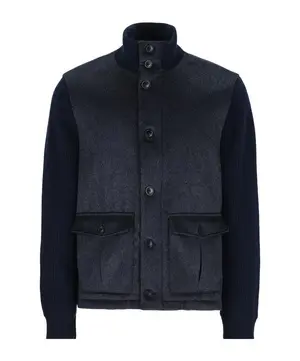 Herno Knit-panel High Collar Knitted Jacket