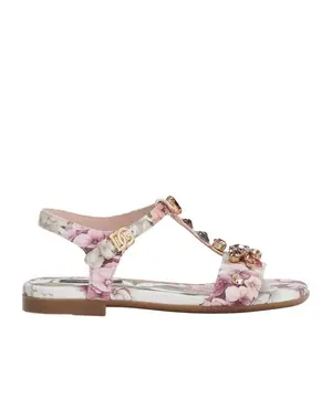 DOLCE & GABBANA Flower-print Cotton Sandals