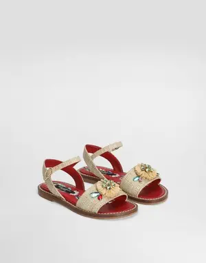 Dolce & Gabbana Raffia Sandals With Embroidery