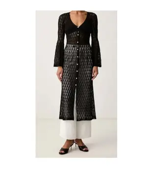 TWINSET Long Knit Cardigan With Flared Sleeves