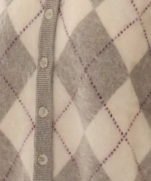 Soft Goat Argyle V-neck Cardigan