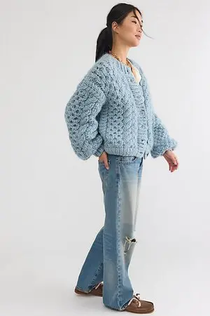 MR MITTENS Charlotte Honey Cable Knit Cardigen - Blue