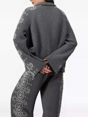 MOORER Trisha-xsj Intarsia-knit Zip-up Cardigan - Grey