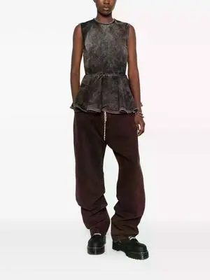 MARQUES' ALMEIDA Acid-wash Peplum Top - Grey