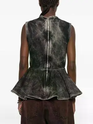 MARQUES' ALMEIDA Acid-wash Peplum Top