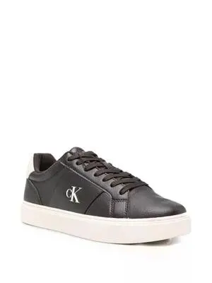 Calvin Klein Logo-plaque Pebbled Leather Sneakers