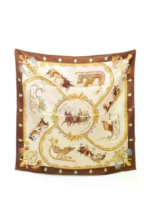 Hermès 2010s 90 Plumes Et Grelots Scarf - Neutrals