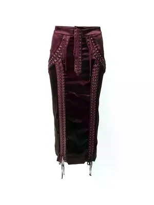 Dolce & Gabbana Lace-up Pencil Maxi Skirt - Red