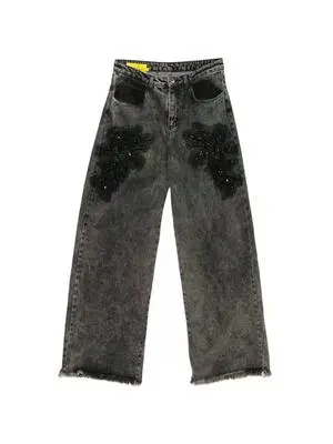 MARQUES' ALMEIDA Bead-embellished Frayed Jeans - Grey