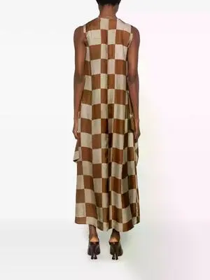 UMA WANG Azzo Check-pattern Draped Midi Dress