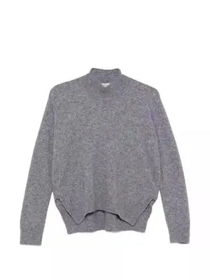 MRZ High-neck Side-slit Sweater - Grey