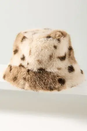 Anthropologie Faux Fur Bucket Hat - Leopard