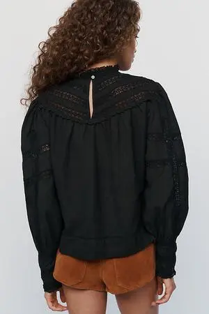 Rixo Tams Cotton Lace Crewneck Blouse