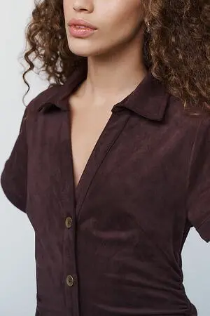PILCRO Greer Faux Suede Midi Shirtdress